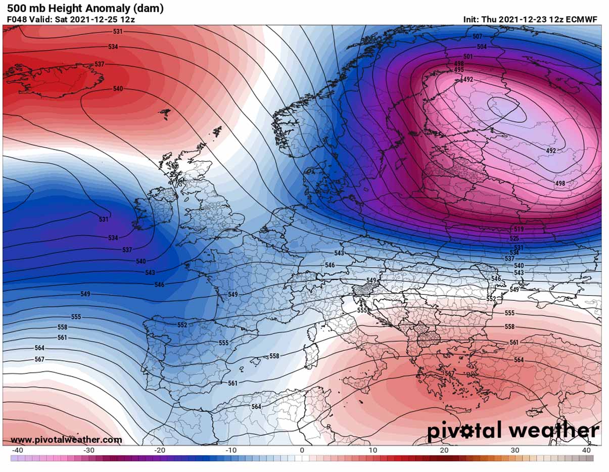 Snow Forecast across Europe for Christmas 2021