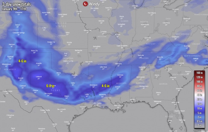 Winter storm watch for Texas as snow is forecast to spread towards the ...