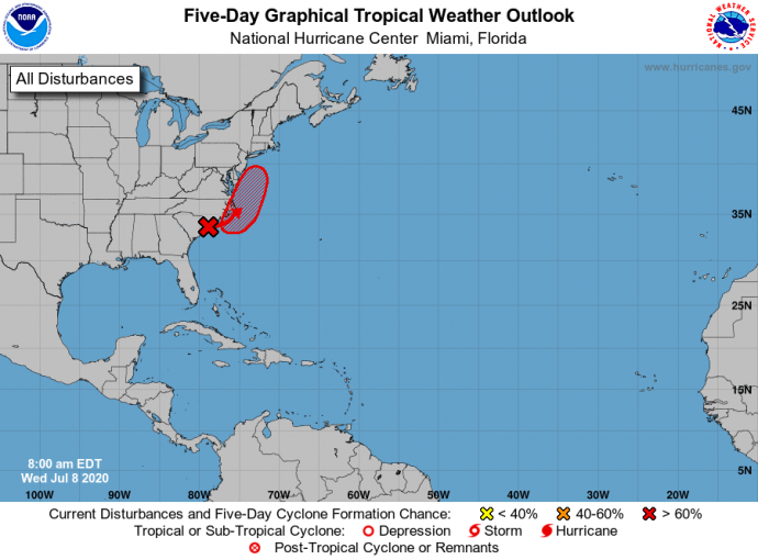 Tropical storm Fay could develop along the East coast this week