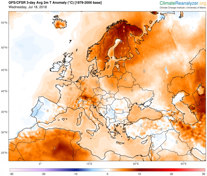 Temperatures soar to 33 °C far inside the Arctic circle - July 17, 2018 ...