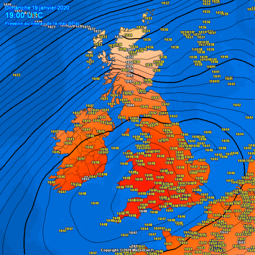 Jan 19th, evening UPDATE: surface pressure readings across UK Wales and ...