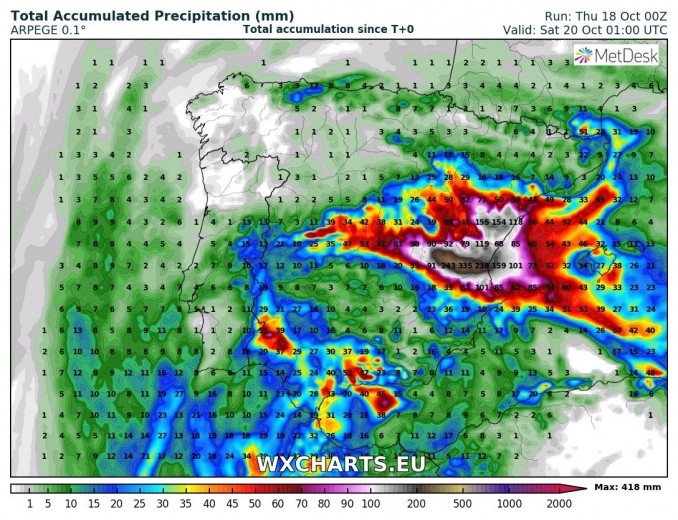 UPDATE: 200-400 mm of rainfall possible in eastern Spain today and ...