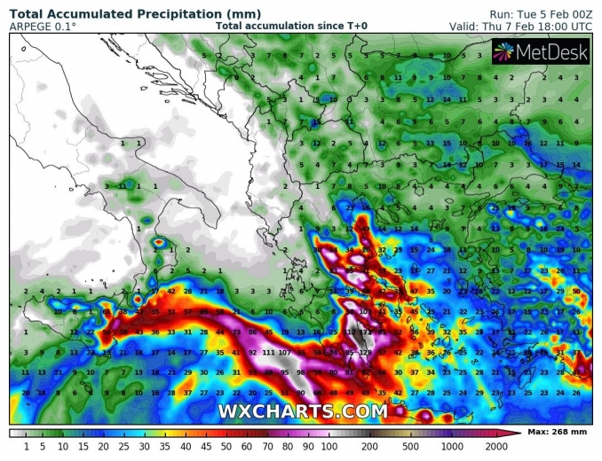 Torrential rainfall for parts of Greece on Tuesday and Wednesday ...