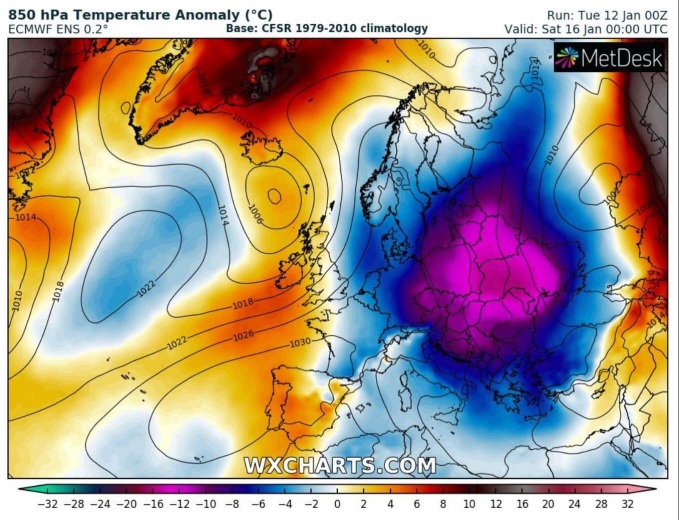 Mid-January forecast set to stage an extreme cold for parts of Europe ...