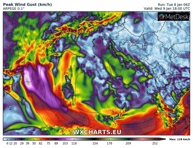 Intense Mistral winds in south France, Sardinia over the next 2 days ...