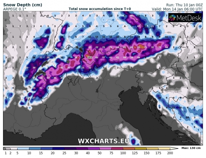 Hang tough Austria! New round of heavy snowfall for the northern Alps ...