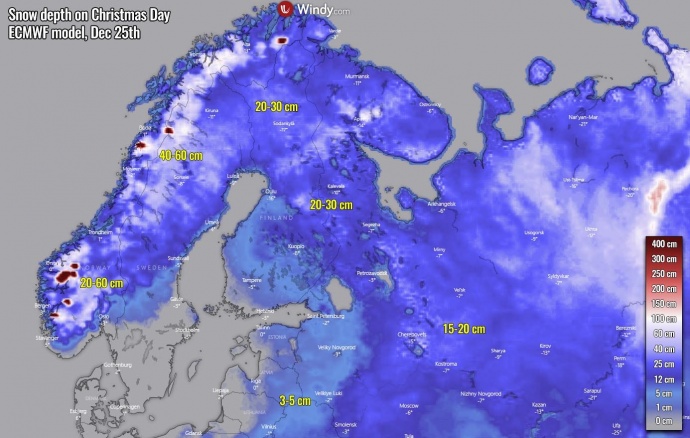 Are you dreaming of a White Christmas? Here is the forecast snow cover ...