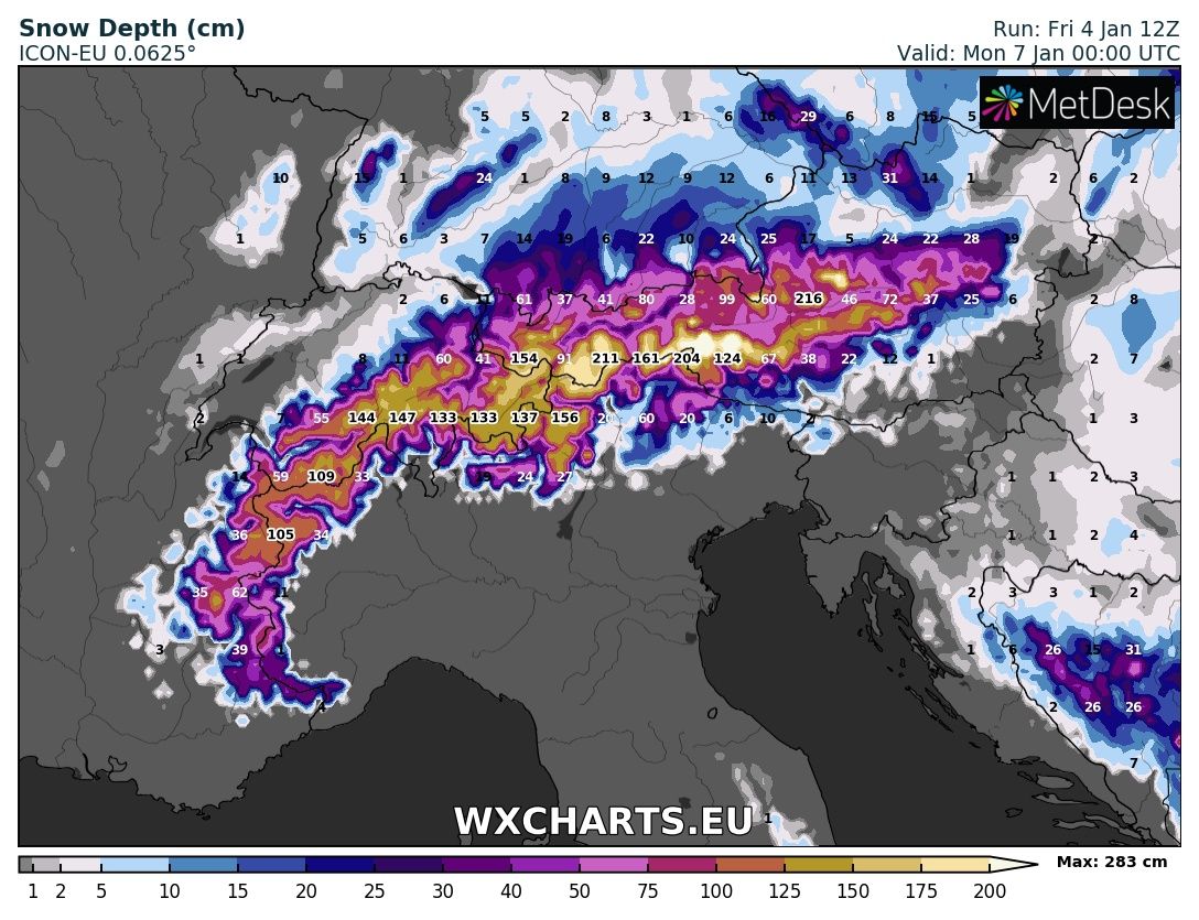 Extreme amount of fresh snow for northern Alps (Austria) through Jan ...