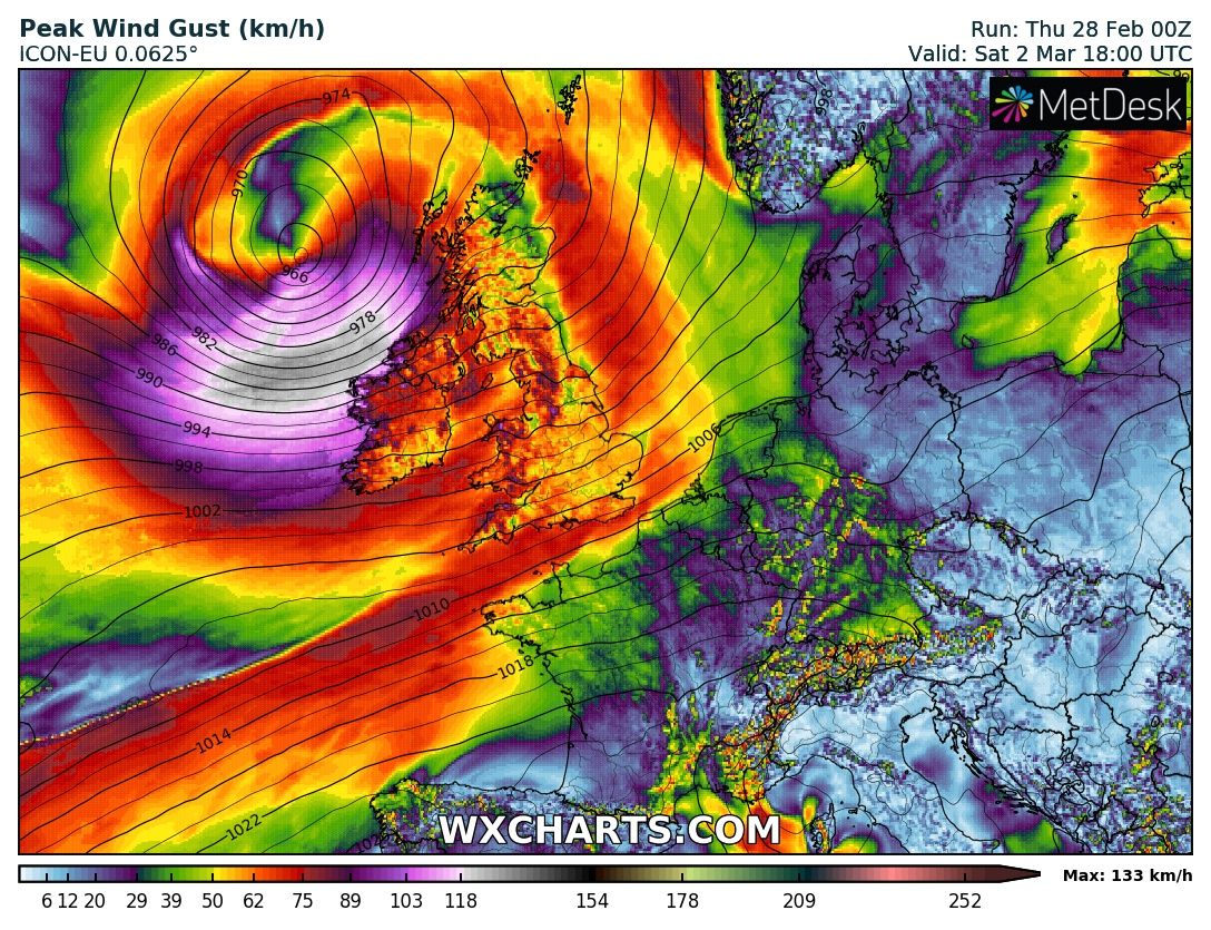 A deep cyclone will bring a potentially severe windstorm into north ...