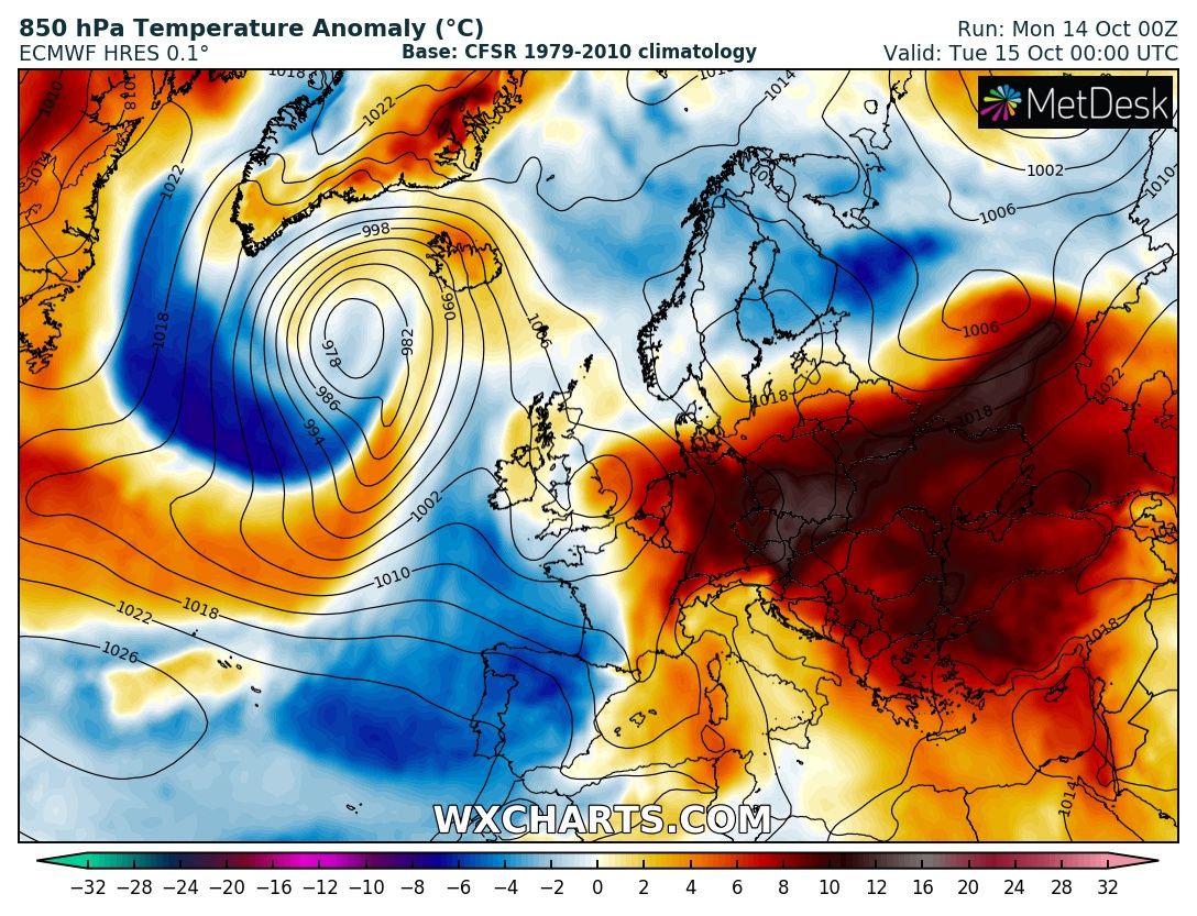 The weekly pattern across Europe - unusually warm weather continues ...