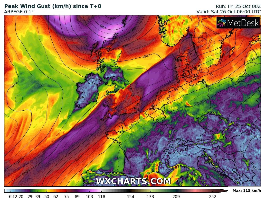 A cyclone with severe winds will push across western Europe, North Sea ...