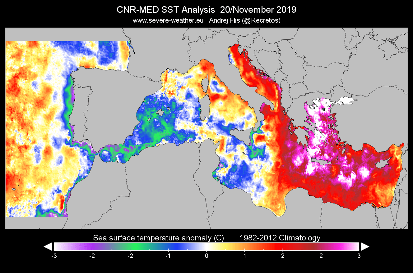Mediterranean Water Temperature Map