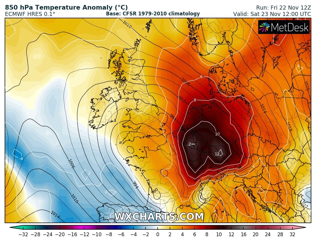 A very warm weather spreads across central Europe and the northern side ...