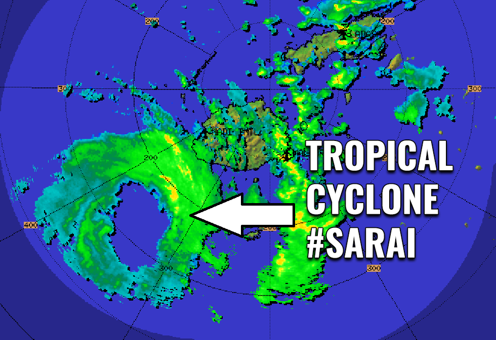 Tropical Cyclone #SARAI brushing the main Fiji island Viti Levu and is ...