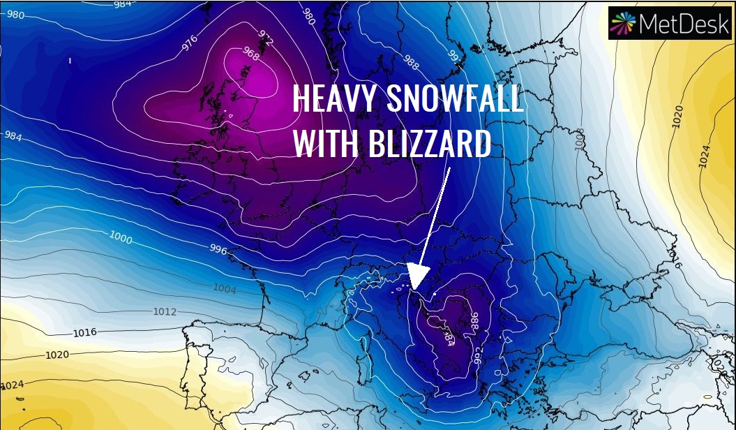 An intense deep cyclone travels across north-central Mediterranean and ...