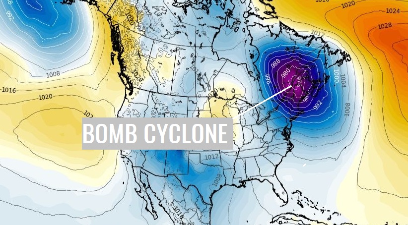 A powerful cyclone develops over the northeast US and brings ...
