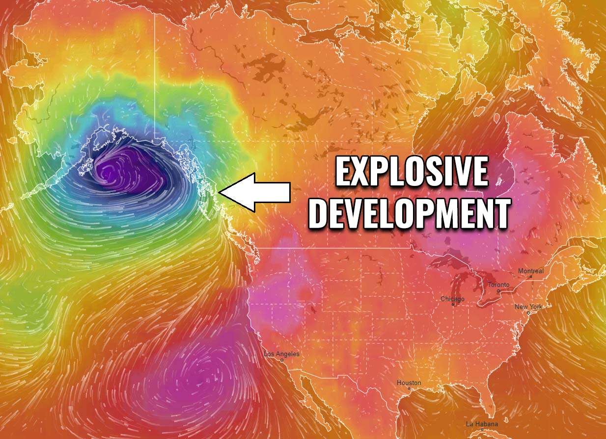 The explosive development of an extra-tropical cyclone (~950 mbar) over ...