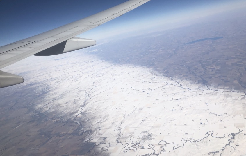 An impressive narrow (10 miles across) snow band extending 150+ miles ...