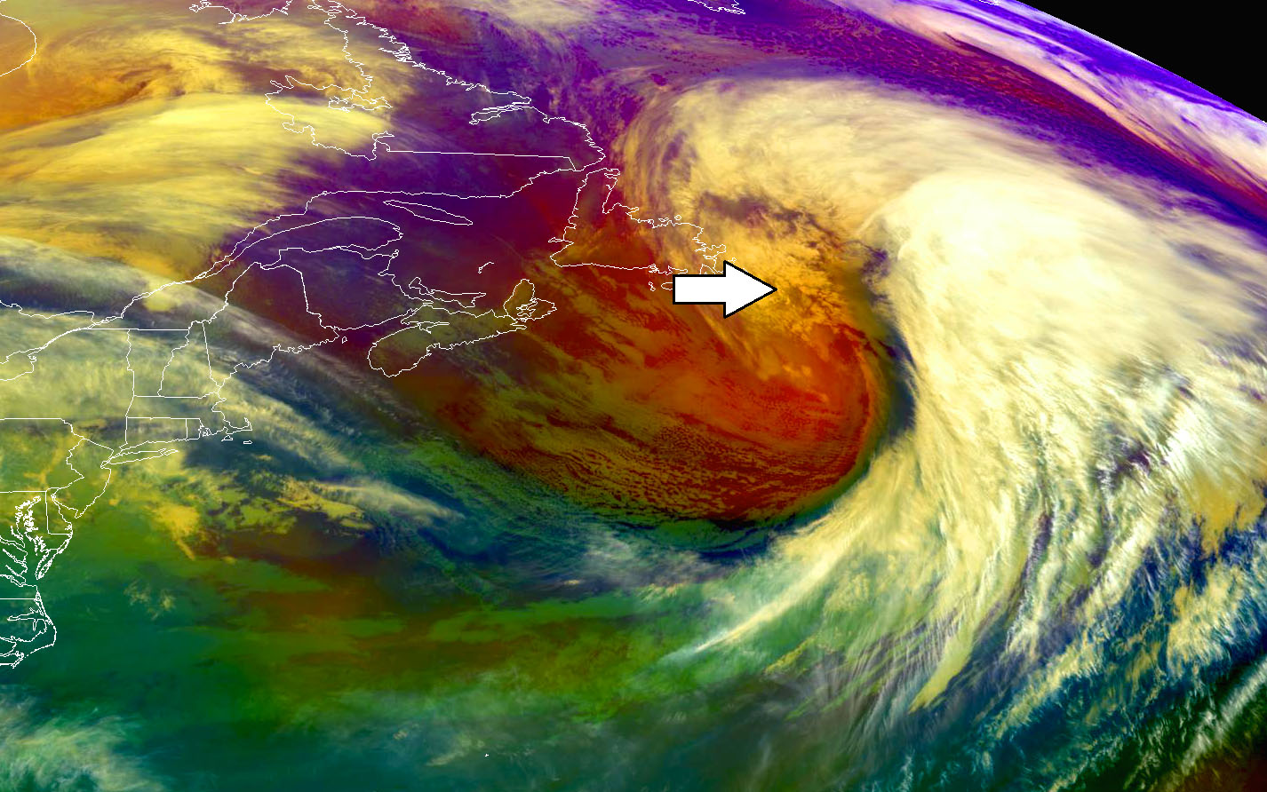 Explosive cyclogenesis underway across the Northwest Atlantic, while ...