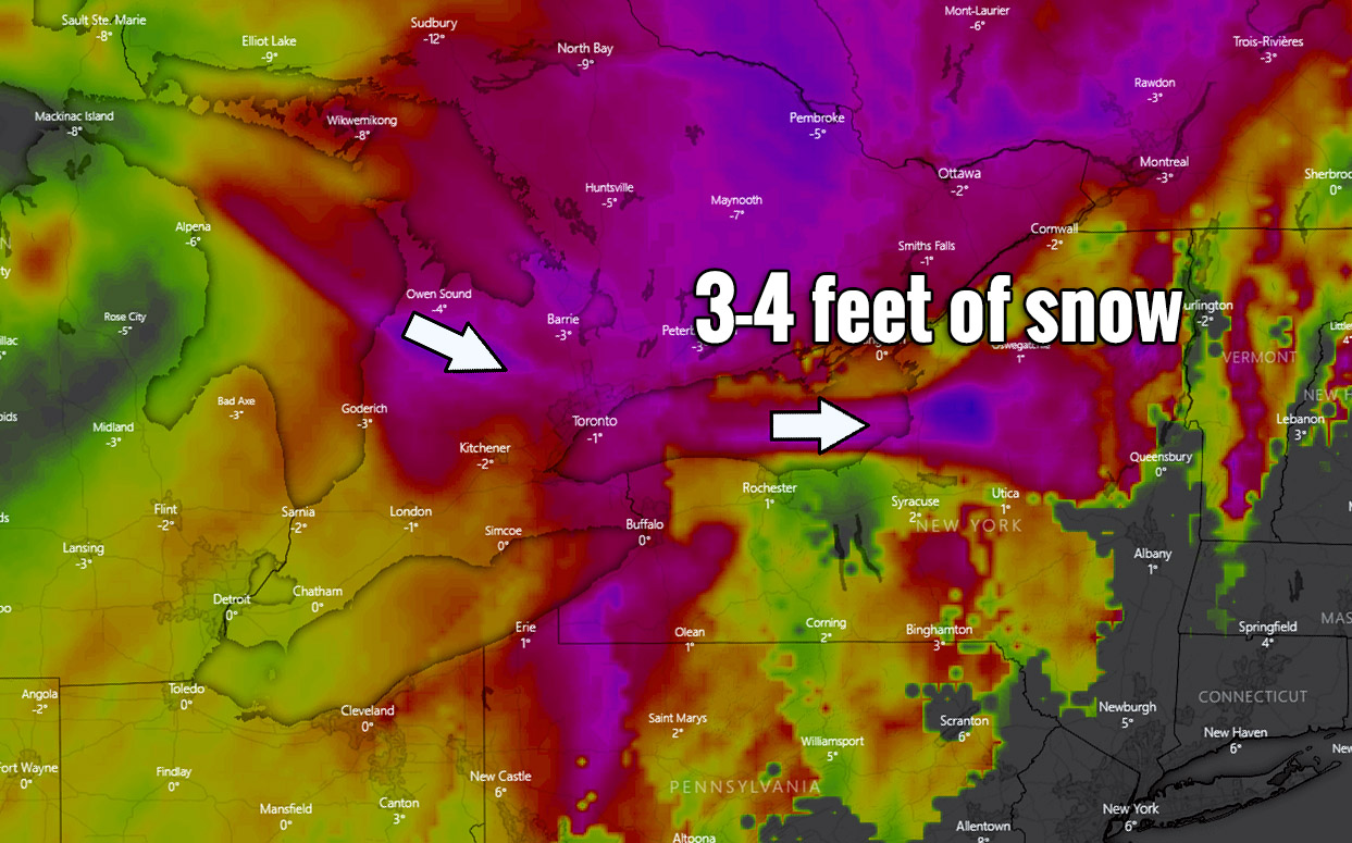Extremely dangerous lake-effect snowfall with up to 4 feet (120 cm) of ...