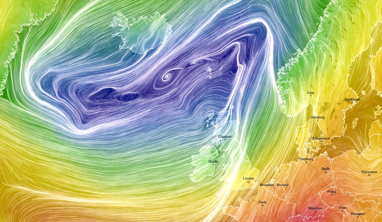 A large low-pressure system is dominating North Atlantic today, a broad ...
