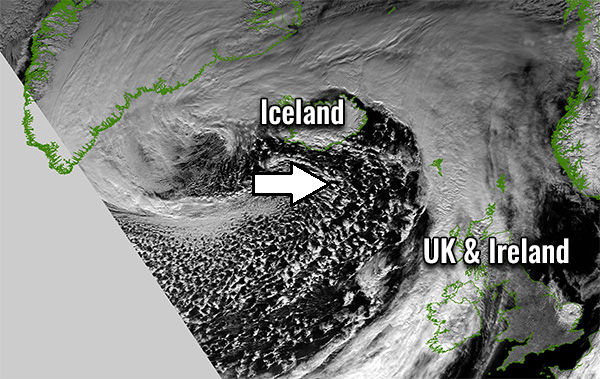 A very large North Atlantic cyclone reveals a spectacular view from the ...