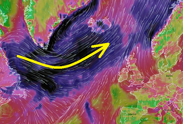 A rapidly intensifying extratropical cyclone in the North Atlantic this ...