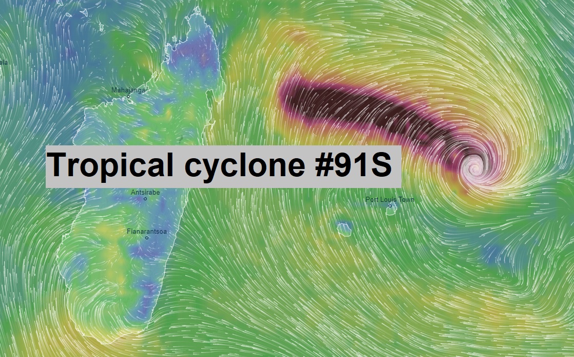A tropical depression #91S is organizing along northeast Madagascar ...