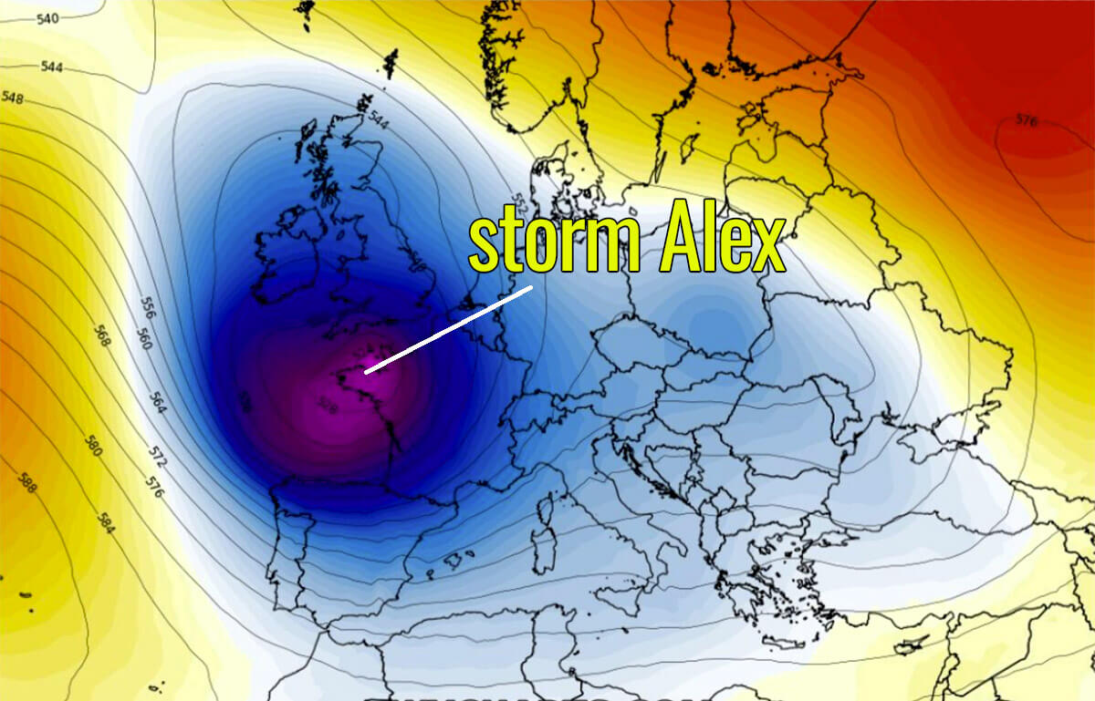 Storm Alex is now forecast to strike NW France and England on Friday