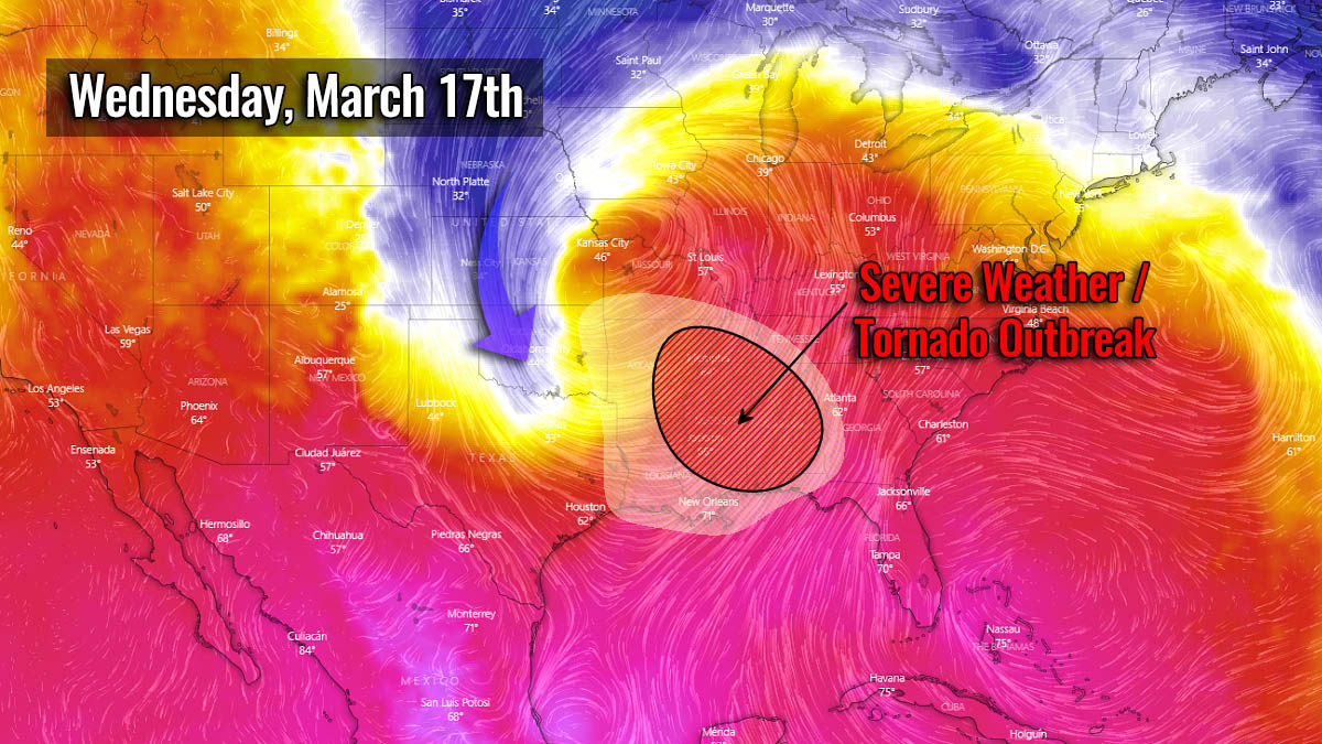 Dangerous tornado outbreak now increasingly likely across Dixie Alley ...
