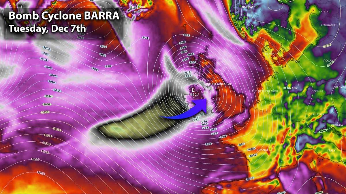 Storm BARRA, a Dangerous Bomb Cyclone Heads for Ireland and the UK on ...